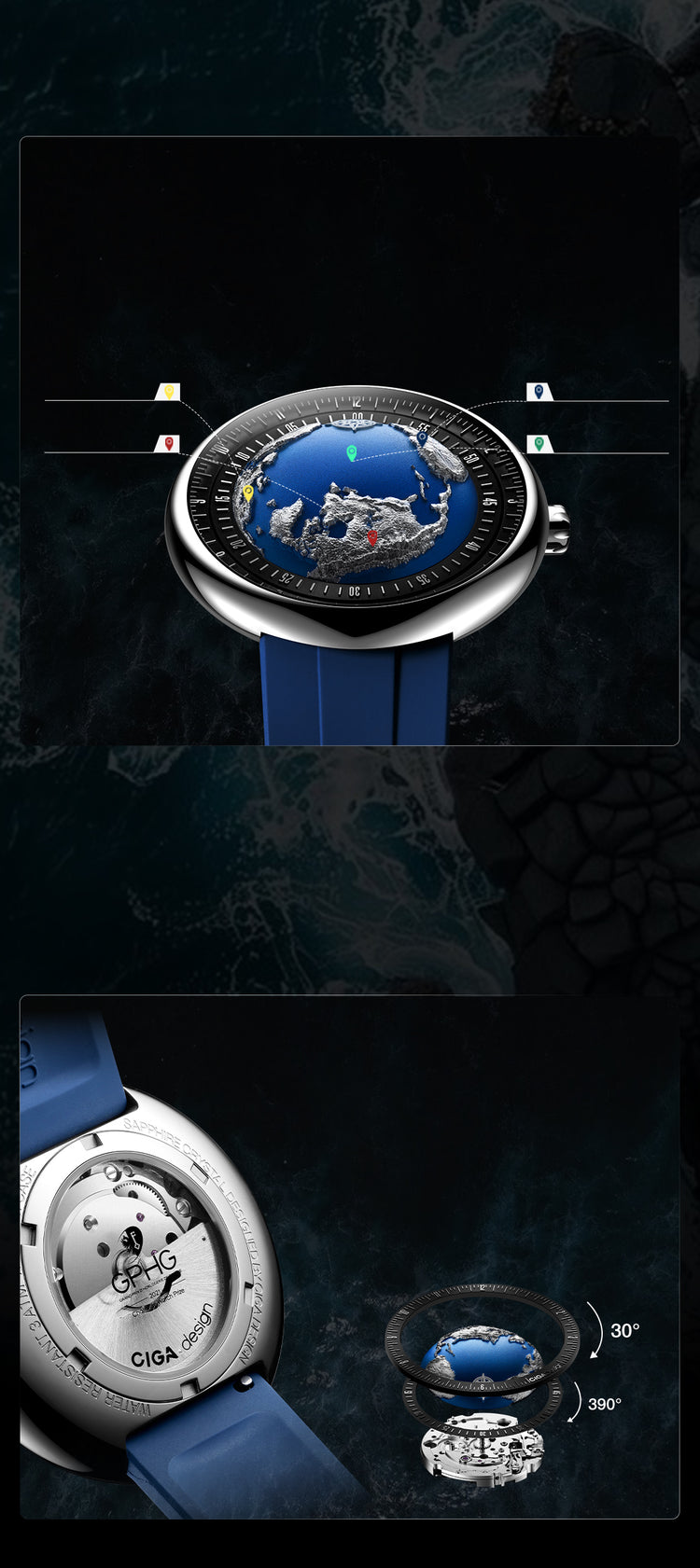 CIGA design BLUE PLANET II · ATLANTIC OCEAN-INSPIRED AUTOMATIC WATCH